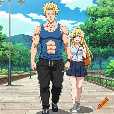 Buff Anime Man On A Date On Craiyon