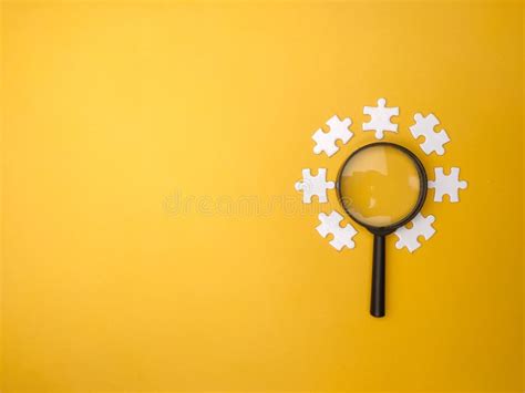 Magnifying Glass Searching Missing Puzzle Stock Image Image Of