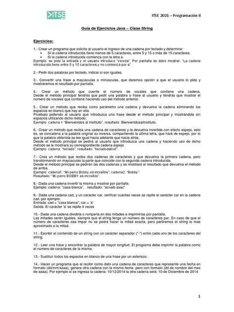 Ejercicios Clase String Pdf Cadena Informática Informática