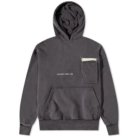 Val Kristopher Mens Raw Badge Popover Hoody In Anthracite Val Kristopher