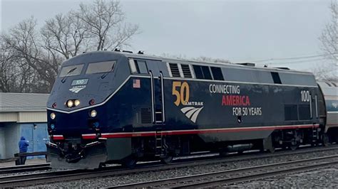 Amtrak Train 63 With Amtk 100 P42dc “midnight Blue” With Finalspike