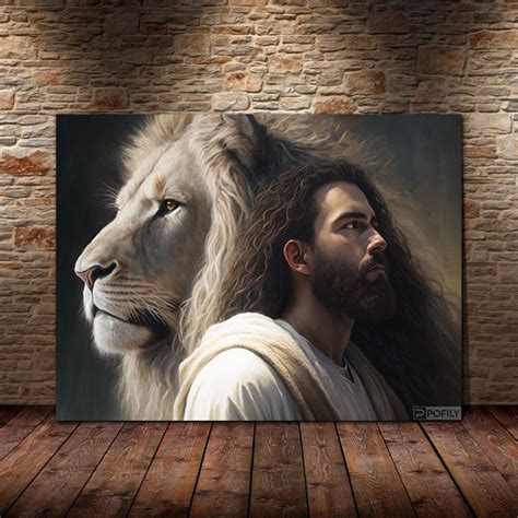 Lion King And Jesus Christian Canvas Poster Wall Art Famigee Store