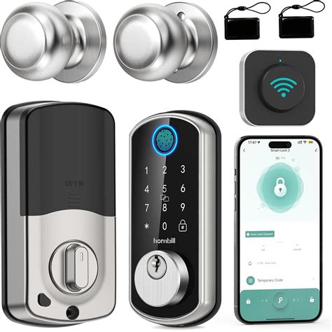 Smart Wifi Door Lock Set Hornbill Silver Keyless Entry Door Lock