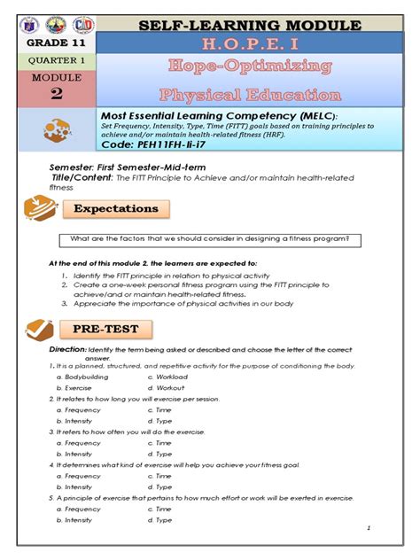 Hope 11 Q1 W2 Pdf Physical Fitness Heart Rate