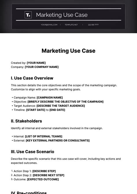 Free Marketing Use Case Template To Edit Online