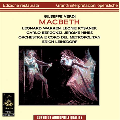 ‎verdi Macbeth Album By Leonard Warren Leonie Rysanek Carlo Bergonzi Metropolitan Symphony