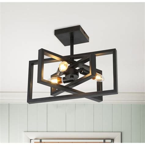 Geometric 3 Light Rectangular Frame Interleaved Design Ceiling Lamp