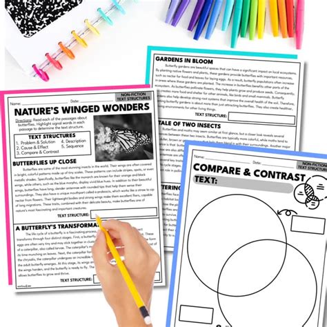 Nonfiction Text Structure Reading Passages Activities Worksheets Slides