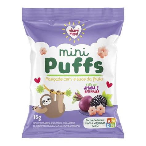 Biscoito De Arroz Mini Puffs Amora E Beterraba Zero Glúten Integral
