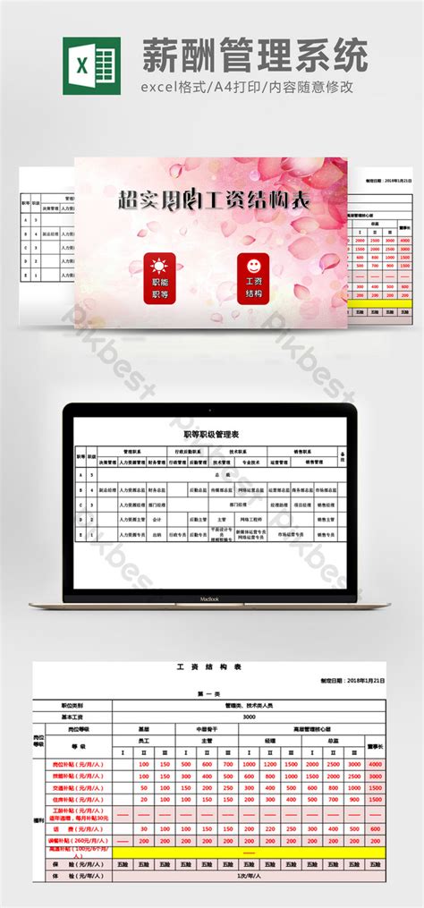 เทมเพลต Excel ตารางโครงสร้างเงินเดือน เทมเพลต เทมเพลต Excel แบบ Xls