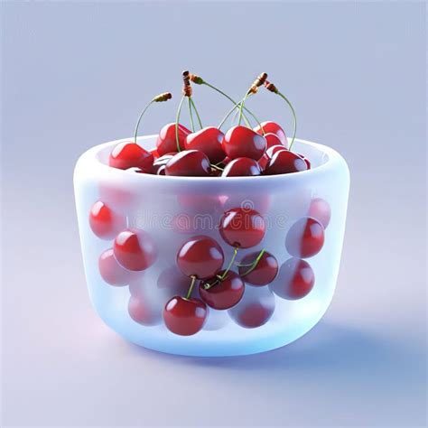 Icon Of Cherries Glossy Glass Style Illustration Stock Illustration