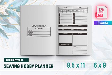 Kdp Sewing Hobby Planner Canva Graphic By Gradientvect · Creative Fabrica