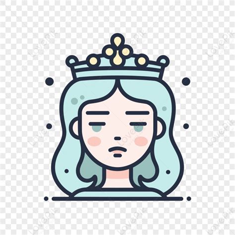 Princess Character In A Crown With Eyes Drawn In Flat Lines Vector Eye Vector Flat Vector