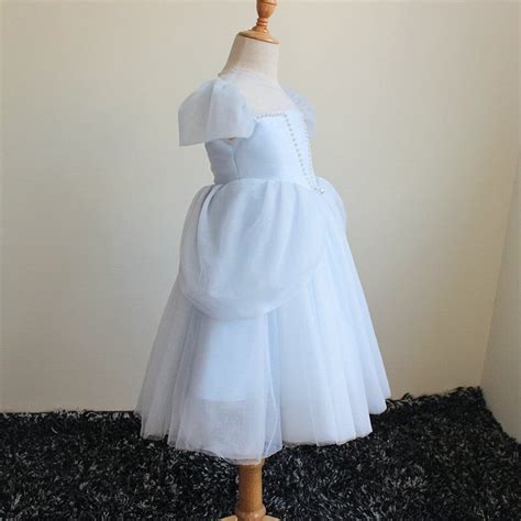 Discount Flower Girl Dresses Ligth Blue Short Sleeves Party Dress