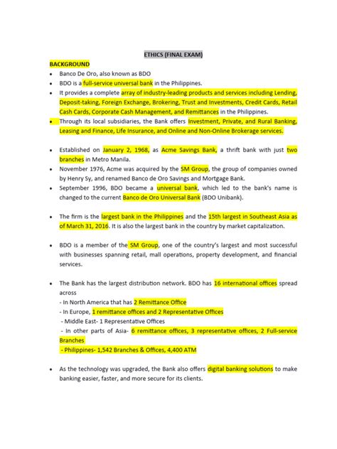 Ethics Final Exam Pdf Banking Financial Services