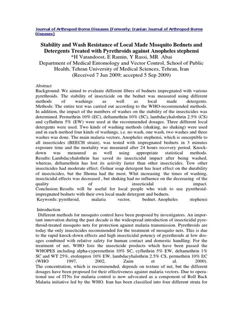 Bioassay Cone Size Pdf Mosquito Net Malaria