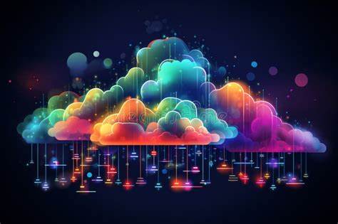 Neon Colorful Cloud Computing A Burst Of Data In The Digital Age Stock