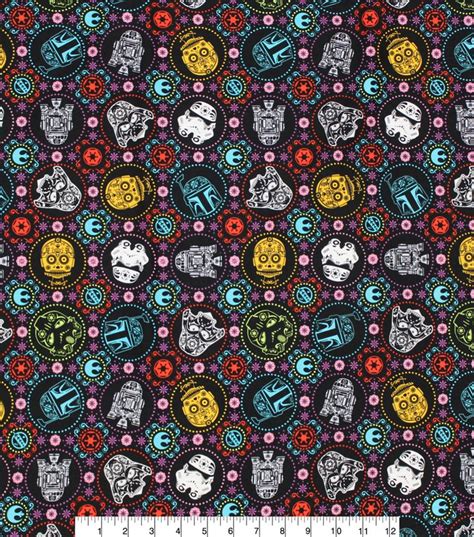 Star Wars Sugar Skulls Cotton Fabric Star Wars Themed Fabric Darth