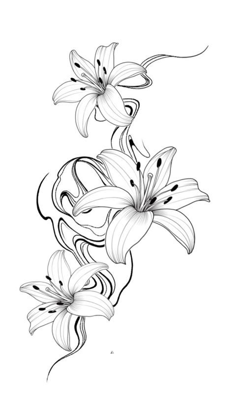 Diseño 1 Corrección In 2025 Lily Tattoo Tattoo Stencils Flower Stencil