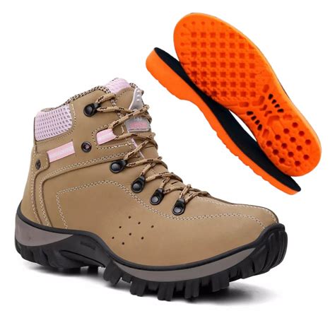 Bota Coturno Adventure Feminina Trilha 100 Couro Legítimo Palmilha Gel