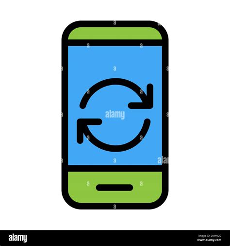 Sync Smartphone Icon Line Isolated On White Background Black Flat Thin