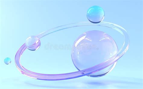Iridescent Crystal Spheres With Ring 3d Render Glass Futuristic Planet