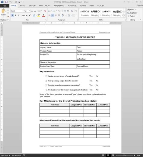It Project Status Report Template Itsw102 2 Throughout Daily Status