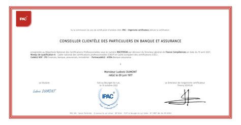 Ipac Certificate Ludovic Dumont