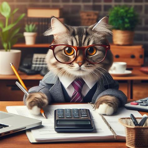 Premium Photo A Cat Wearing Glasses Conducting Business With A Laptop