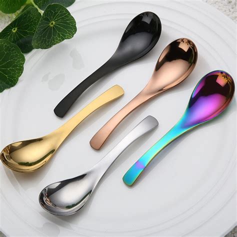 Round Head Spoon Rainbow Gold Stainless Steel Spoo Grandado