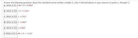 Solved Answer The Following Questions About The Standard Chegg