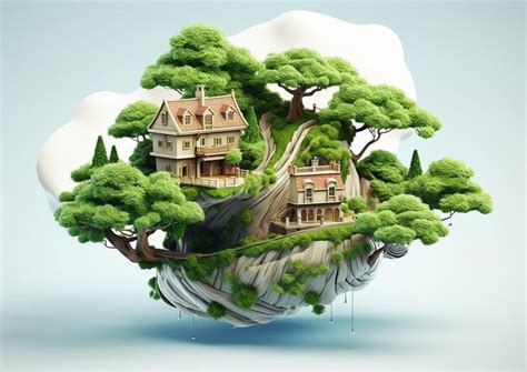 Generative Ai 3d Tree With House Premium Ai Generated Image