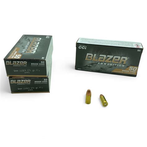 Cci Blazer Brass 9 Mm 124 Grain Fmj Ammunition 150 Rounds