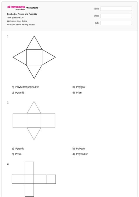 50 Prisms And Pyramids Worksheets For Year 6 On Wayground Free