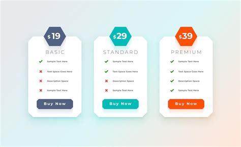 Free Vector Three Subscription Option Price Plan Layout Design