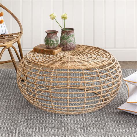 Rattan Round Coffee Table Farmhouse Decor