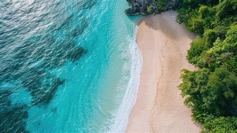 Aerial View Of A Tropical Beach With Turquoise Water Premium Ai