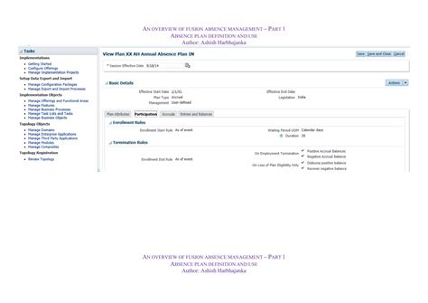 An Overview Of Fusion Absence Management Absence Plan Definition And