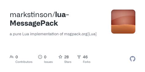 Github Markstinsonlua Messagepack A Pure Lua Implementation Of