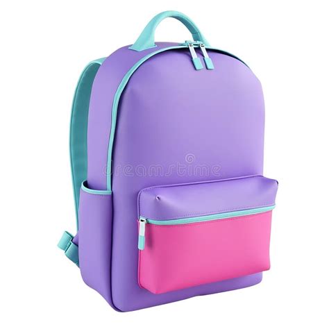 Cute Purple Pink Backpack 3d Model Isolated White Background Stock