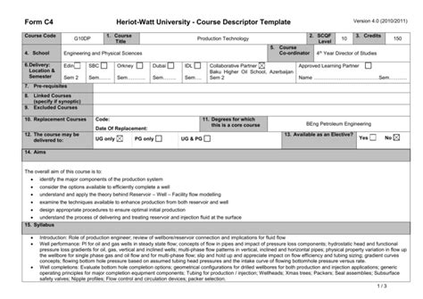 Course Descriptor Template Heriot