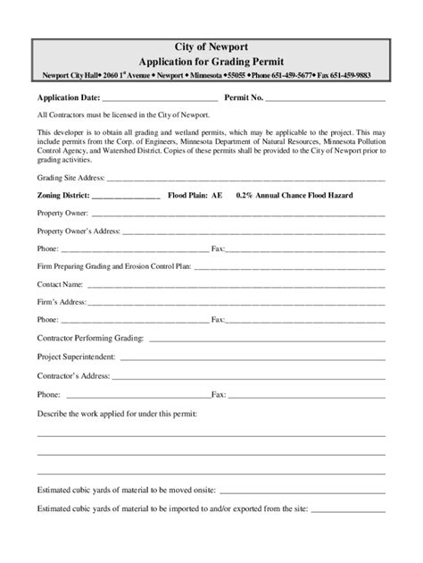 Fillable Online Application For Grading Permit Fax Email Print Pdffiller