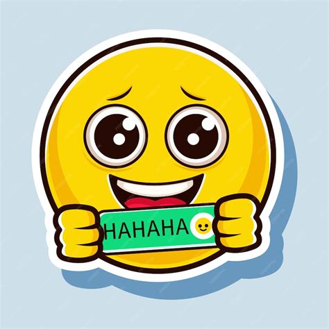 Premium Vector A Laughing Emoji Sticker Holding A Hahaha Sign Vector