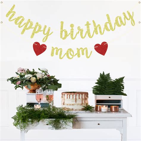 Gold Glitter Happy Birthday Mom Banner Best Mom Ever