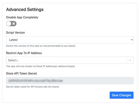 Advanced Settings
