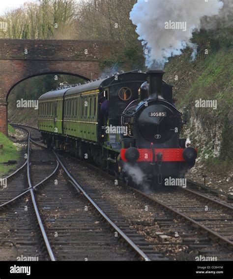 Class 0298 2 4 0wt Beattie Lswr Design Dating From 1874 As Br 30585 On A Train At Alresford Class 0298 2 4 0wt Beattie Lswr Design Dating From 1874 As Br 30585 On A Train At Alresford