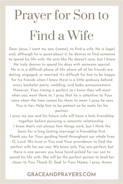 Hopeful Prayers For Son S Future Wife