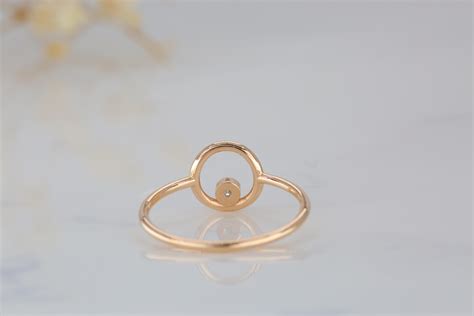 Customizable 14k Gold Open Circle Ring With Diamond 14k Gold 005