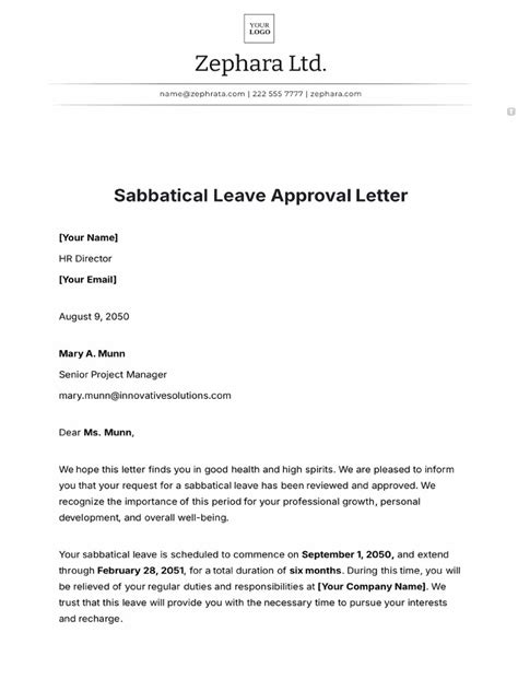Sabbatical Leave Approval Letter Template Pdf