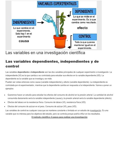Las Variables En Una Investigación Científica Pdf Relaciones